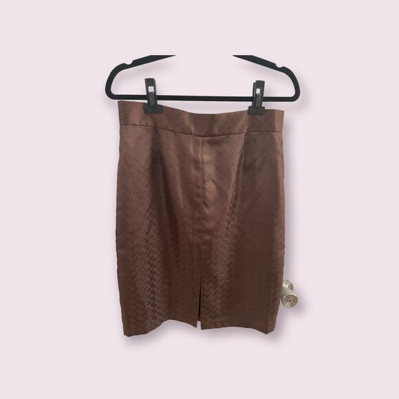 Vivienne Tam | Skirts | Vivienne Tam Brown Satin Greek Key Skirt With ...